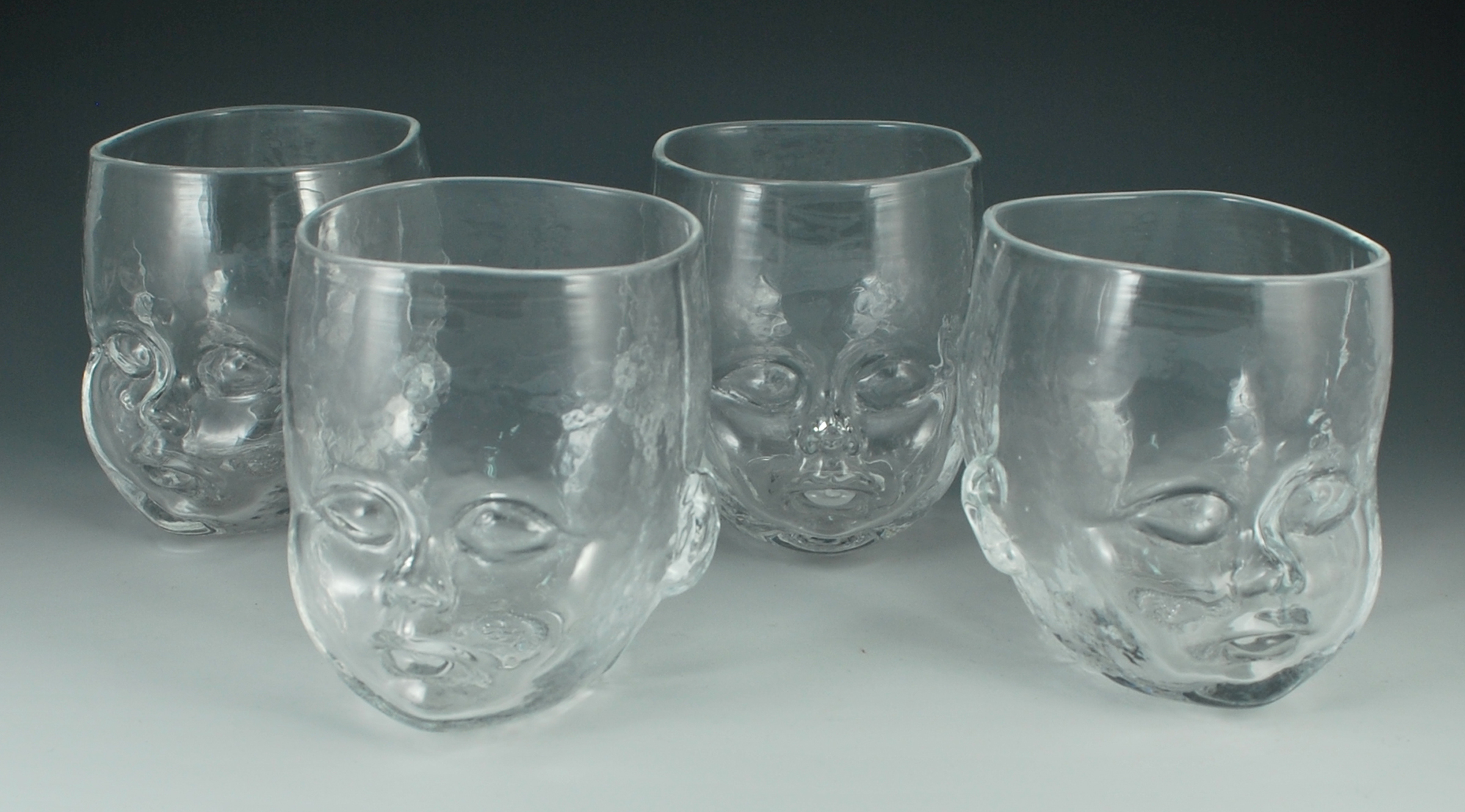 Set of 4 Clear Baby Head Cups